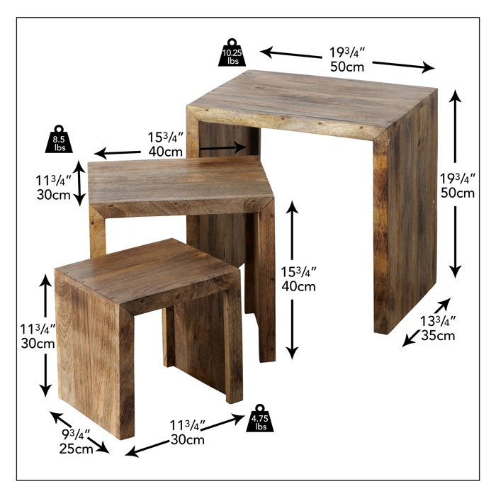 Loon Peak® Genci Solid Wood Top Nesting Tables | Wayfair
